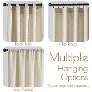 jinchan Beige Curtains for Living Room Linen Textured Curtains 84 Inches Long Farmhouse Curtains Casual Weave Back Tab Drapes Light Filtering Window Curtain 2 Panels Beige