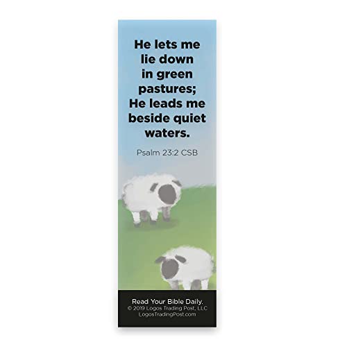 Jesus is My Shepherd, Psalm 23:2, Bulk Pack of 25 Christian Bookmarks for Kids, Childrens Bible Verse Book Markers, Sunday School Prizes with Memory Verses, Scripture Gifts for Kids & Youth