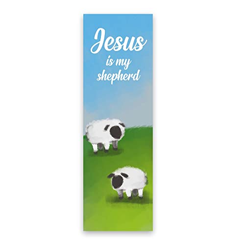 Jesus is My Shepherd, Psalm 23:2, Bulk Pack of 25 Christian Bookmarks for Kids, Childrens Bible Verse Book Markers, Sunday School Prizes with Memory Verses, Scripture Gifts for Kids & Youth