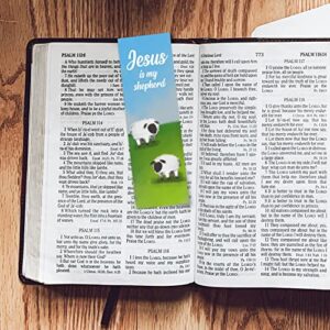 Jesus is My Shepherd, Psalm 23:2, Bulk Pack of 25 Christian Bookmarks for Kids, Childrens Bible Verse Book Markers, Sunday School Prizes with Memory Verses, Scripture Gifts for Kids & Youth