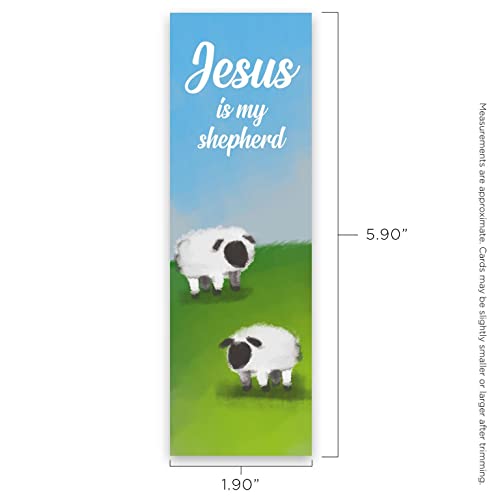 Jesus is My Shepherd, Psalm 23:2, Bulk Pack of 25 Christian Bookmarks for Kids, Childrens Bible Verse Book Markers, Sunday School Prizes with Memory Verses, Scripture Gifts for Kids & Youth