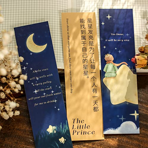 Phineon Paper Bookmarks Little Prince Book Mark Cute Style Greeting Cards Gifts for Boys Girls Students Teachers Book Lovers Readers, Set of 30 (Moon Treasure)