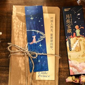 Phineon Paper Bookmarks Little Prince Book Mark Cute Style Greeting Cards Gifts for Boys Girls Students Teachers Book Lovers Readers, Set of 30 (Moon Treasure)