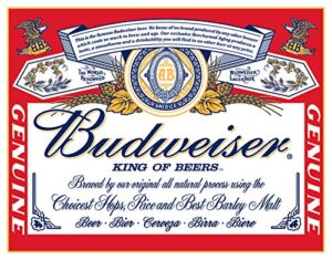 desperate enterprises budweiser – label tin sign – nostalgic vintage metal wall décor – made in usa