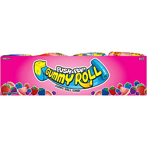 Push Pop Gummy Roll 8 Count Variety Pack - Individual Gummy Candy with Assorted Fruity Flavors, Fun Candy for Gifts