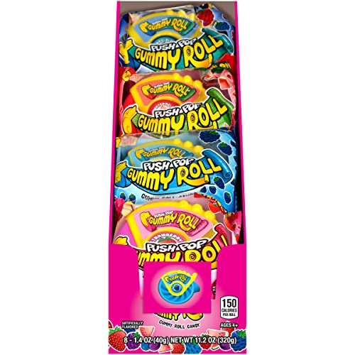 Push Pop Gummy Roll 8 Count Variety Pack - Individual Gummy Candy with Assorted Fruity Flavors, Fun Candy for Gifts