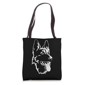 dog silhouette sitting – german shepherd tote bag