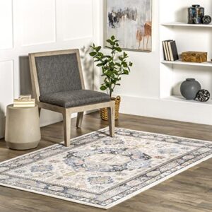 nuloom lesia persian medallion machine washable area rug, 7′ 10″ x 10′, beige