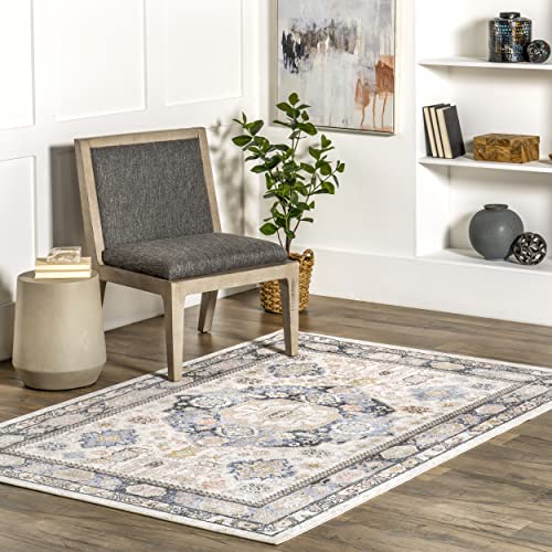 nuLOOM Lesia Persian Medallion Machine Washable Area Rug, 7' 10" x 10', Beige