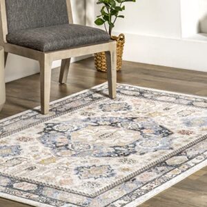 nuLOOM Lesia Persian Medallion Machine Washable Area Rug, 7' 10" x 10', Beige