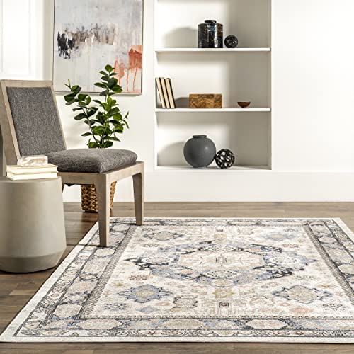 nuLOOM Lesia Persian Medallion Machine Washable Area Rug, 7' 10" x 10', Beige