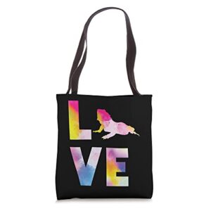 bearded dragon love watercolor tote bag