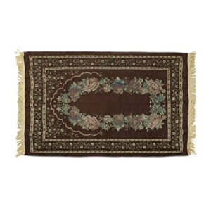 Muslim Prayer Rug Islamic Prayer Mat Traditional Chenille Area Rug Thin Large Turkish Prayer Mat for Eid Travel Ramadan Sajadah Soft Luxury Praying Mat for Men Women Janamaz Ramadan (Dark Brown)