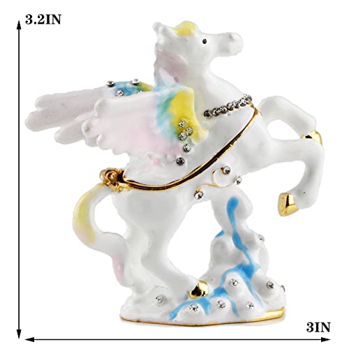 Pegasus Winged Horse Figurine Collectibles Horse Trinket Box Hinged Jewelry Boxes Unique Gift For Home Decor