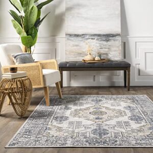 nuLOOM Evanna Faded Medallion Machine Washable Area Rug, 7' 10" x 10', Beige