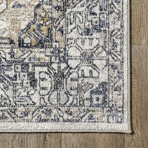 nuLOOM Evanna Faded Medallion Machine Washable Area Rug, 7' 10" x 10', Beige