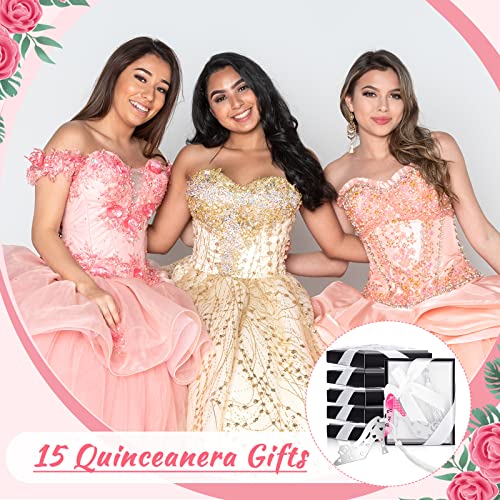 50 Pack Quinceanera Party Favors for Guests Quinceanera Gift Bookmark 15 Year Old Girl Gifts for Birthday Silver Women High Heels Bookmark with Gift Box for Women Girls Book Lover Readers Gifts