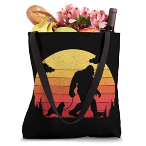 Retro Bigfoot Silhouette Walking Maltese Dog Tote Bag