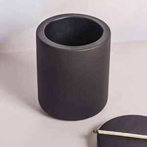 Iron Lily Home Décor Multipurpose Handmade Matte Cylinder Shape Concrete Candle Jar Holder, 14 oz (Black)