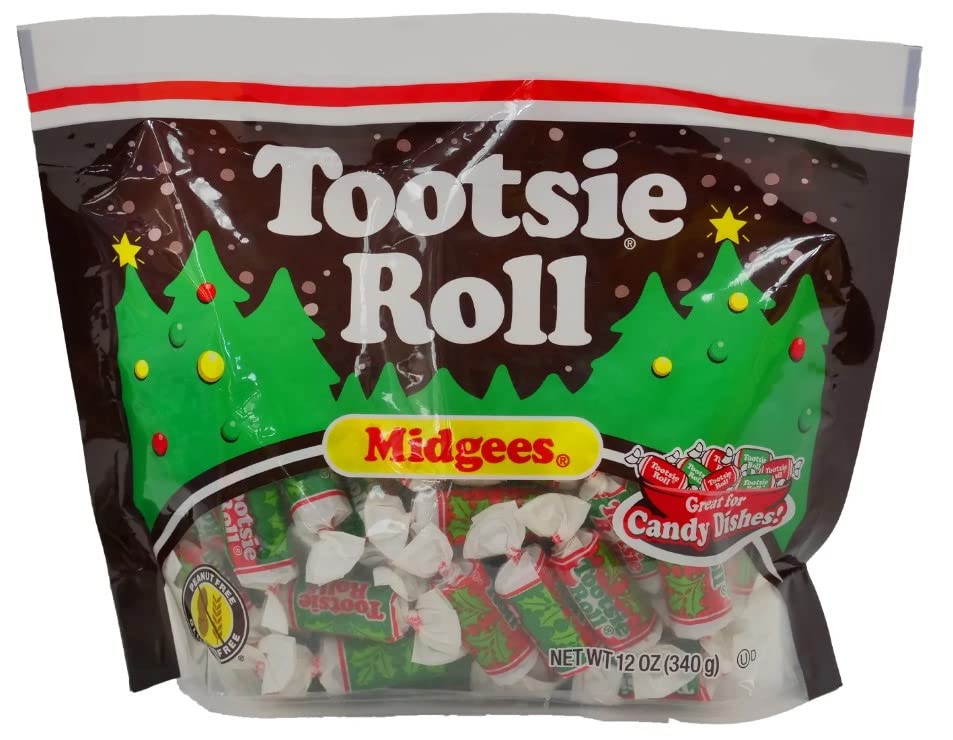 Tootsie Roll Christmas Chocolate and Vanilla Flavored Midgees, Pack of 2 12oz Bags