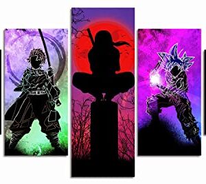 Japanese Anime Poster Canvas Wall Art One Piece 5 Pieces HD Pictures Print for Living Room Home Bedroom Playroom Decor Gougind