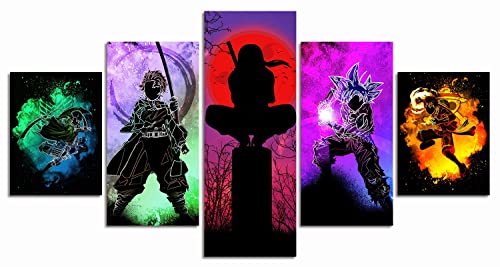 Japanese Anime Poster Canvas Wall Art One Piece 5 Pieces HD Pictures Print for Living Room Home Bedroom Playroom Decor Gougind