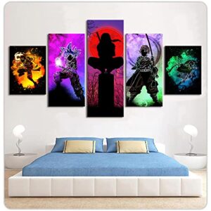 Japanese Anime Poster Canvas Wall Art One Piece 5 Pieces HD Pictures Print for Living Room Home Bedroom Playroom Decor Gougind