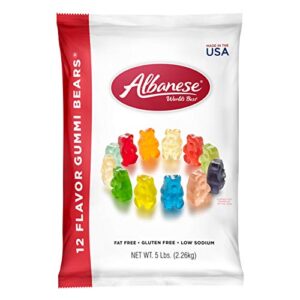 albanese world’s best 12 flavor gummi bears, 5lbs of candy