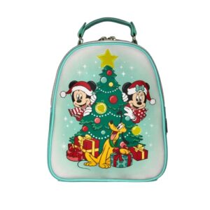 loungefly disney mickey mouse sensational six christmas light-up womens double strap shoulder bag mini backpack purse