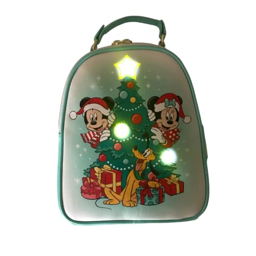 Loungefly Disney Mickey Mouse Sensational Six Christmas Light-Up Womens Double Strap Shoulder Bag Mini Backpack Purse