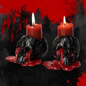 Skull Blood Candles - Bleeding Dripping Red Wax , Skeleton Candle, Gothic Goth Gift Magic Skulls Candlestick Spooky Ghost Bar Decoration, Bleeding Candle - Unique Gifts for Him. Her (Skull 2 Pack)