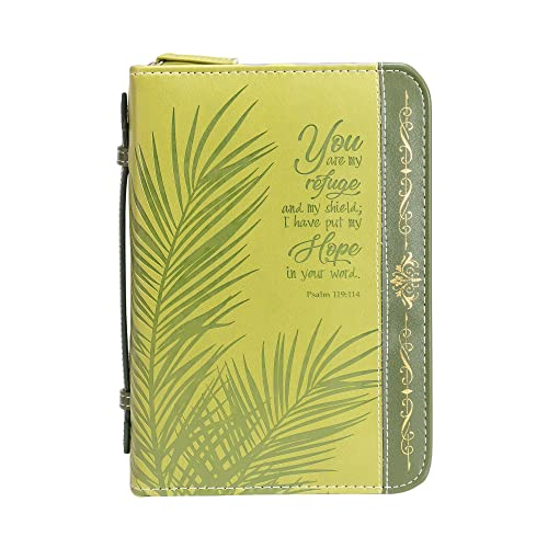 Put My Hope Palm Frond Green and Gold Tone Large Faux Leather Bible Cover