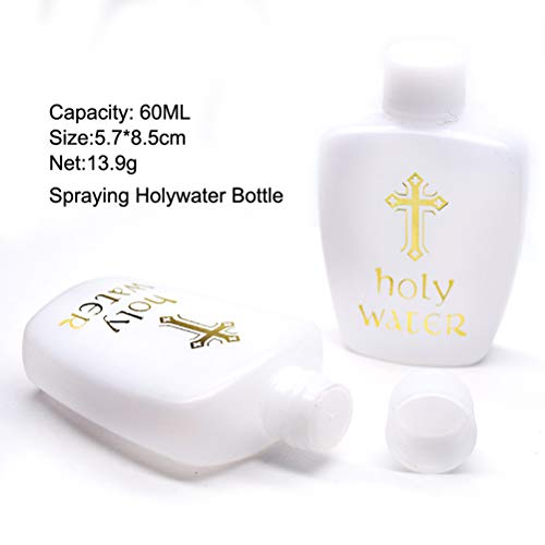 IGUFSDIG 10Pcs 60ml Holy Water Bottles with Screw Lid Plastic Holy Water Container Holy Water Empty Containers with Gold Cross for Catholic Christian Halloween Baptism Party Church