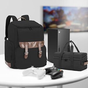 LoDrid Game Backpack Compatible with Xbox Series X with an Extra Console Bag, Game Travel Bag with Separated Storage Laptop Layer for 15.6”Laptop and Multiple Pockets for Gaming Accessories, Bag Only