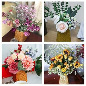 EESLL Rattan Vases, Natural Seaweed Woven Baskets Woven Flower Baskets Straw Woven Baskets Plant Pots Storage Boxes Containers Sundries Storage Boxes