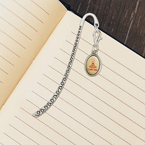 I Lava You Love Volcano Funny Humor Metal Bookmark Page Marker with Oval Charm