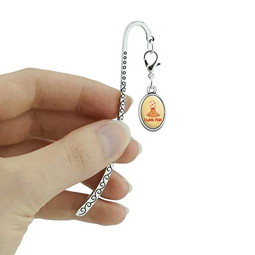 I Lava You Love Volcano Funny Humor Metal Bookmark Page Marker with Oval Charm