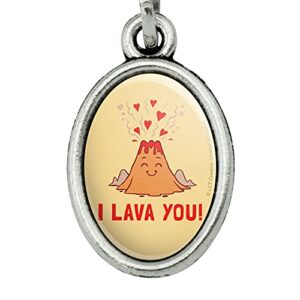 I Lava You Love Volcano Funny Humor Metal Bookmark Page Marker with Oval Charm