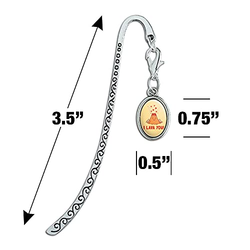 I Lava You Love Volcano Funny Humor Metal Bookmark Page Marker with Oval Charm