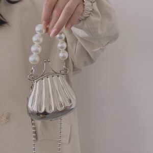 Zenosy Mini Pearl Evening Bag for Women Fashion Handbag Satchel Purse Shoulder Bag Crossbody Purse with Pearls