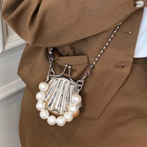 Zenosy Mini Pearl Evening Bag for Women Fashion Handbag Satchel Purse Shoulder Bag Crossbody Purse with Pearls