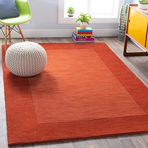 Mark&Day Area Rugs, 3x5 Reims Solid and Border Burnt Orange Area Rug Orange Carpet for Living Room, Bedroom or Kitchen (3'3" x 5'3")