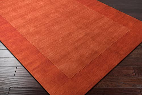 Mark&Day Area Rugs, 3x5 Reims Solid and Border Burnt Orange Area Rug Orange Carpet for Living Room, Bedroom or Kitchen (3'3" x 5'3")