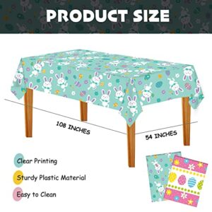 CAKKA Easter Tablecloth Plastic 54x108 Inch, 2Pack Disposable Easter Egg Tablecloth, Rectangle Easter Table Cloth Table Cover for Easter Table Decor Decorations