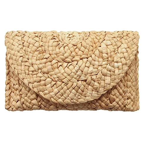 Fozehlad Women Straw Clutch Purse Cute Vacation Beach Straw Crossbody Bags Handmade Woven Shoulder Handbags For Girls