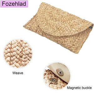 Fozehlad Women Straw Clutch Purse Cute Vacation Beach Straw Crossbody Bags Handmade Woven Shoulder Handbags For Girls