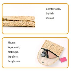 Fozehlad Women Straw Clutch Purse Cute Vacation Beach Straw Crossbody Bags Handmade Woven Shoulder Handbags For Girls