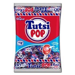 tutsi pop la original mexican candy pops with cherry flavor with tutti frutti gum center, 21.2 oz