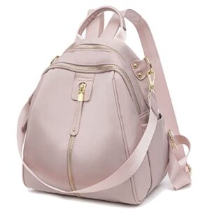 small cute backpack purse for women convertible casual shoulder bag fashion satchel handbag with anti-theft pocket (pink)