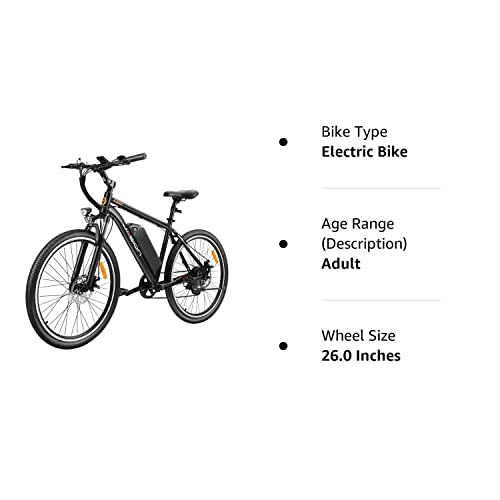 Jasion EB5 Electric Bike for Adults with 360Wh Removable Battery, 40Miles 20MPH Commuting Electric Mountain Bike with 350W Brushless Motor, Shimano 7 Speed, 26" Tires and Front Fork Suspension